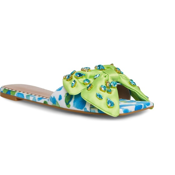 Betsey Johnson | Shoes | Betsey Johnson Daisyy Slide Sandal Blue Multi ...